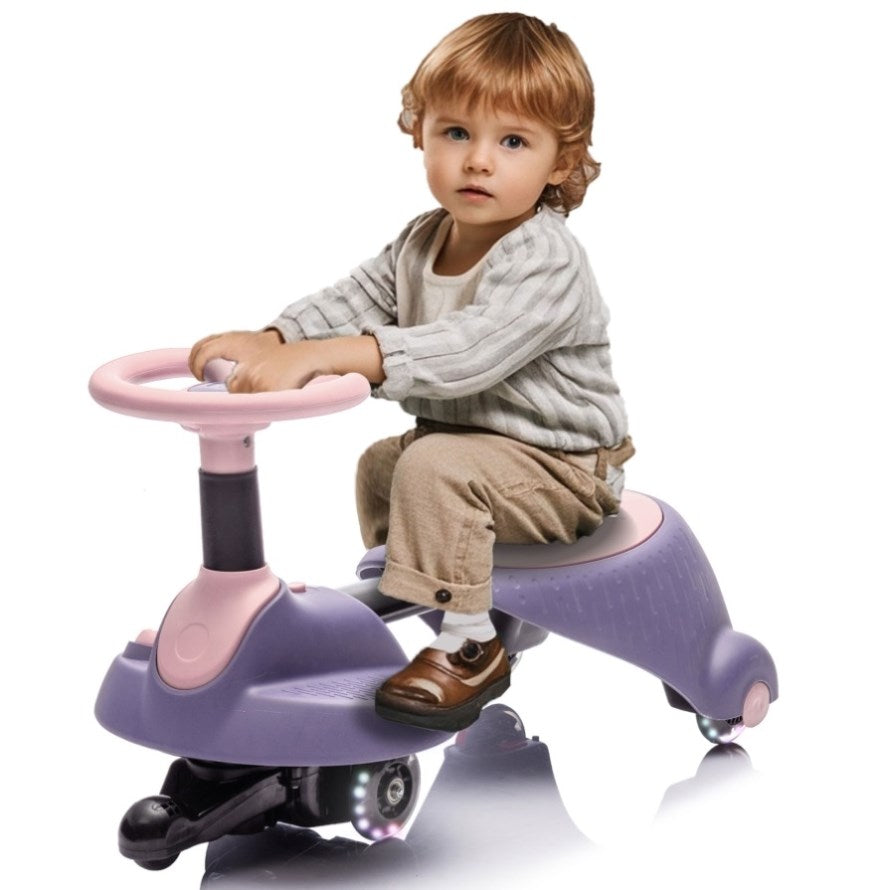 6V Kids Ride On Electric Wiggle Car,Flashing & Shock absorbing PU Whee ...