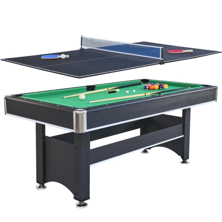 6-ft Pool Table with Table Tennis Top - Black with Green Felt W4651372 ...