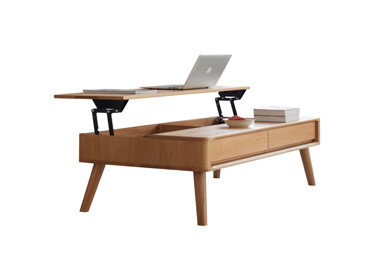 Elevating Center Table Low Table 100% Solid Oak Wood Top Plate Desk Co ...