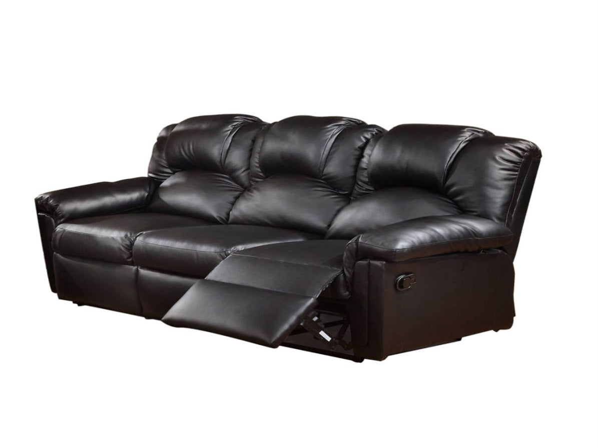 3 Seats Bonded Leather Manual Motion Reclining Sofa in Black B01682189 ...