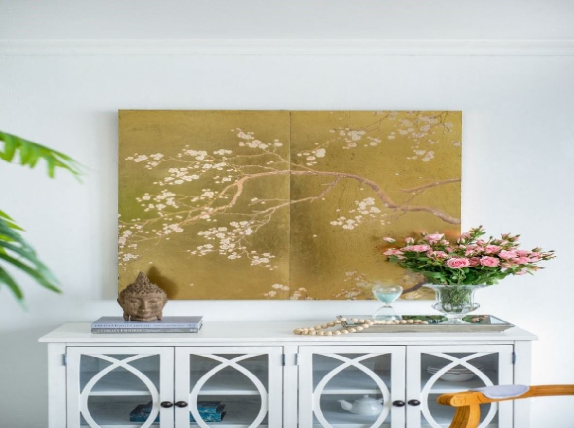 Set of 2 Cherry Blossom Wall Art Panels, Wall Decor for Living Room Di ...