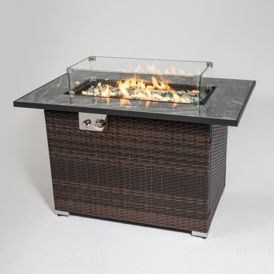 ZUN 44inch Outdoor Fire Pit Table, Propane Fire Table with Ceramic Tab ...