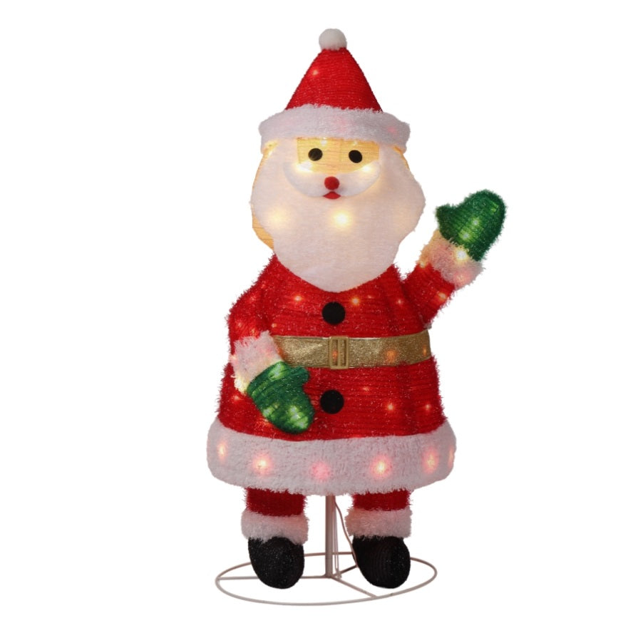 3.3FT Lighted Santa Claus Waving Hand Christmas Yard Decorations, Pre ...